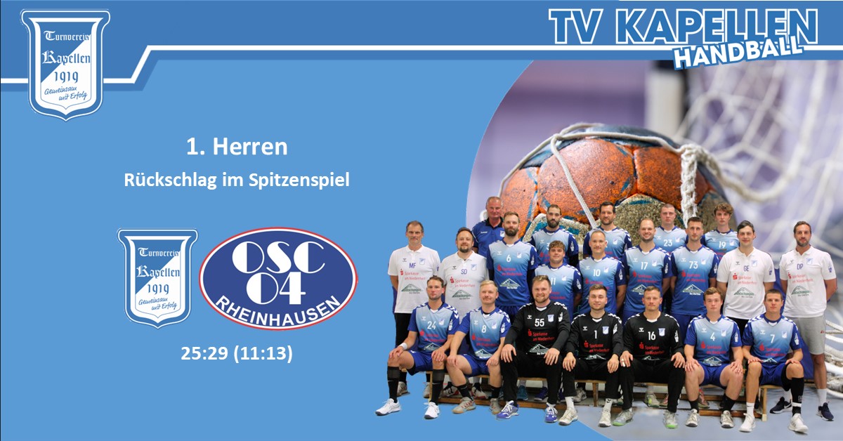 1. Herren: TV Kapellen - OSC Rheinhausen II 25:29 (11:13) - TV Kapellen ...